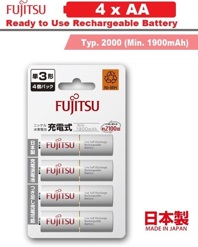 Fujitsu AA 1900mah 1.2V nimh rechargeable battery, Hobbies & Toys, Toys ...