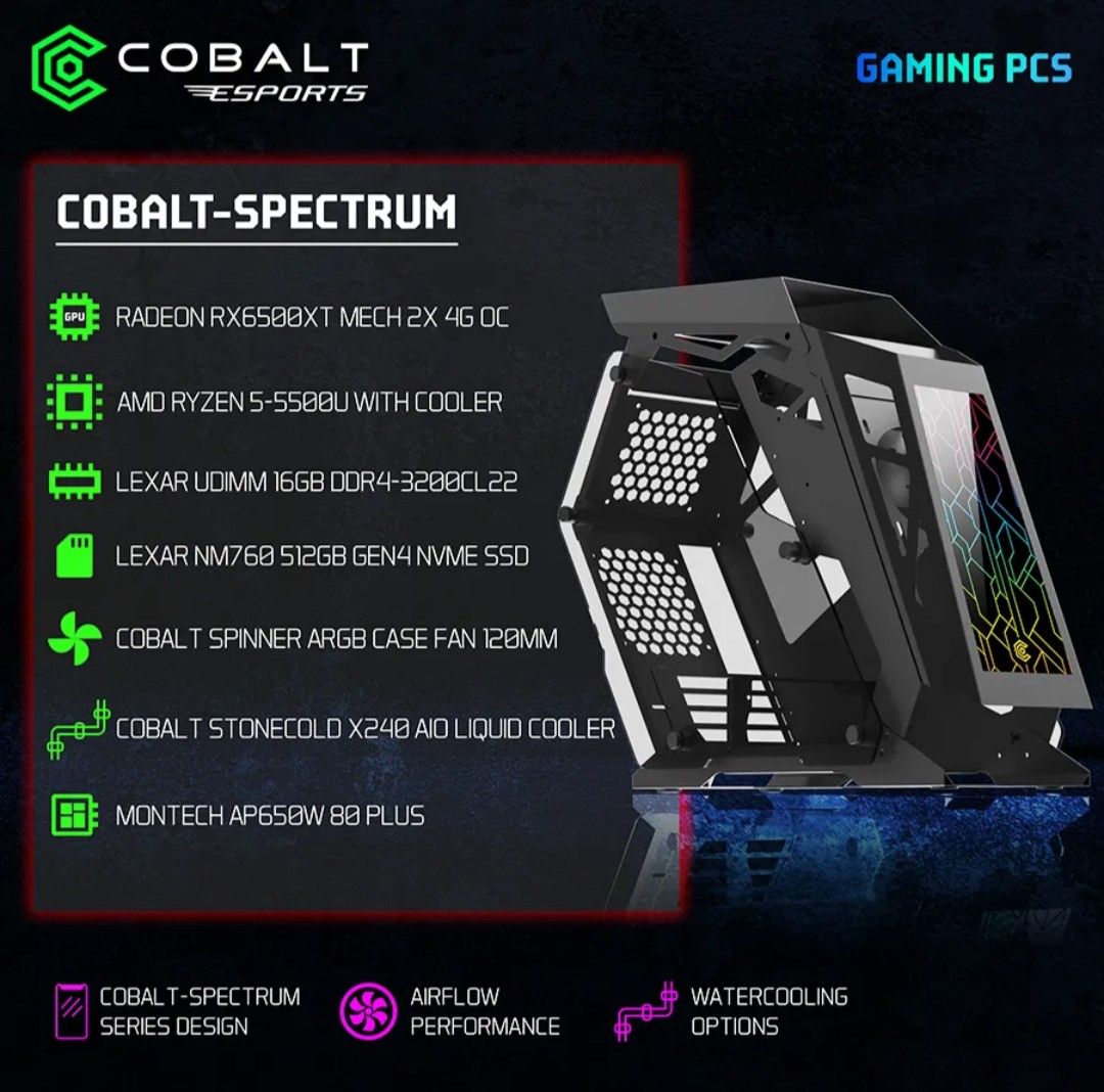 Gaming PC Cobalt esports spectrum AMD Ryzen 5 5500U with cooler Radeon ...