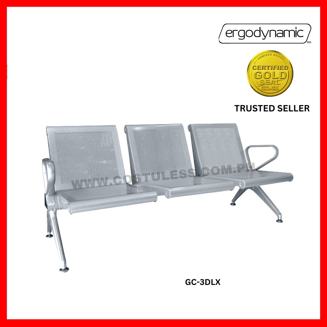 GANG CHAIR OFFICE FURNITURE! Ergodynamic GC-3DLX Deluxe Metal Gang ...