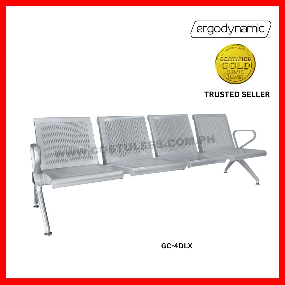 GANG CHAIR OFFICE FURNITURE! Ergodynamic GC-4DLX Deluxe Metal Gang ...