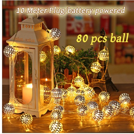 Hari Raya LED Globe Fairy Lights Battery Operated Light Moroccan Orb ...