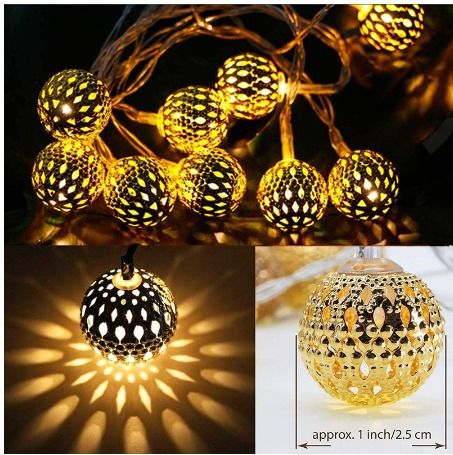 Hari Raya LED Globe Fairy Lights Battery Operated Light Moroccan Orb ...
