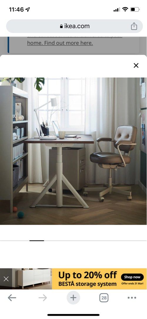 Ikea Idasen - Adjustable sit/stand table (automatic), Furniture & Home ...