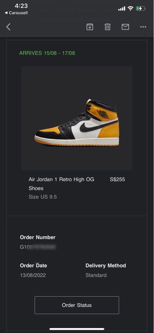 J1 High OG Yellow Toe Taxi 9.5us, Men's Fashion, Footwear, Sneakers on ...