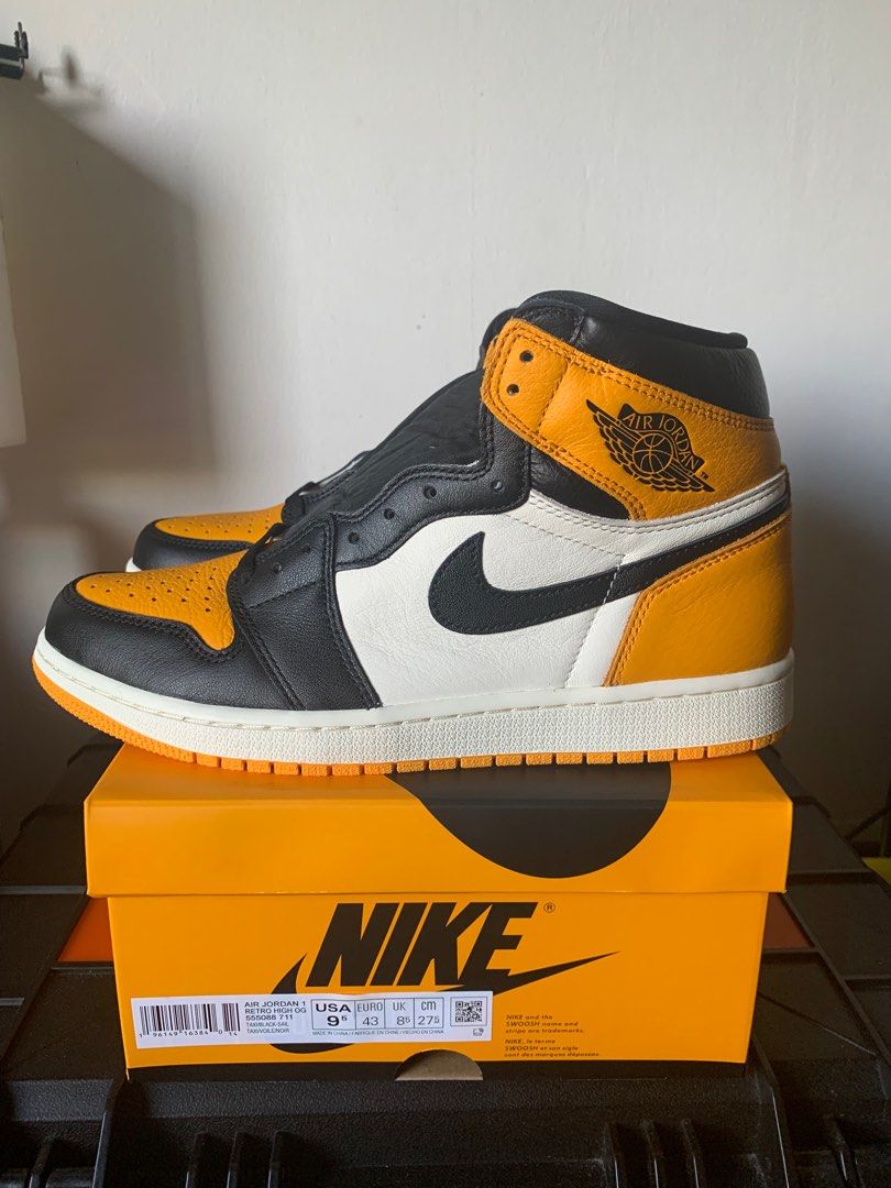 J1 High OG Yellow Toe Taxi 9.5us, Men's Fashion, Footwear, Sneakers on ...
