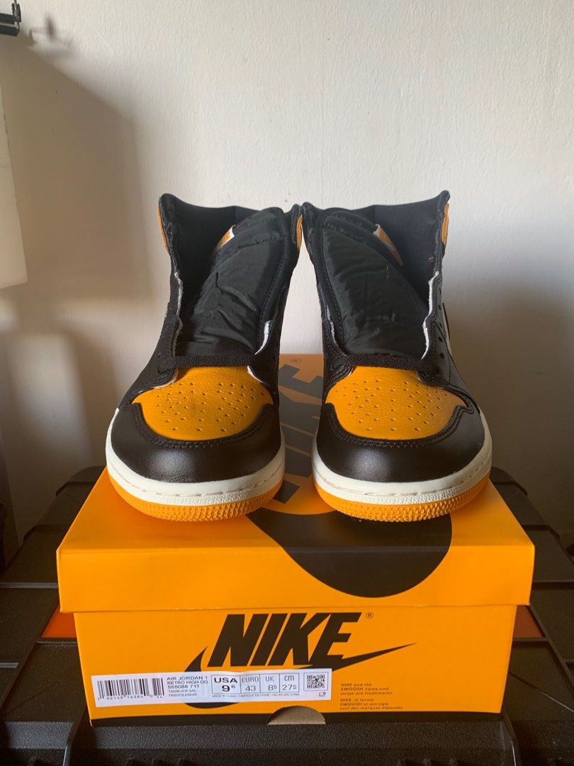 J1 High OG Yellow Toe Taxi 9.5us, Men's Fashion, Footwear, Sneakers on ...