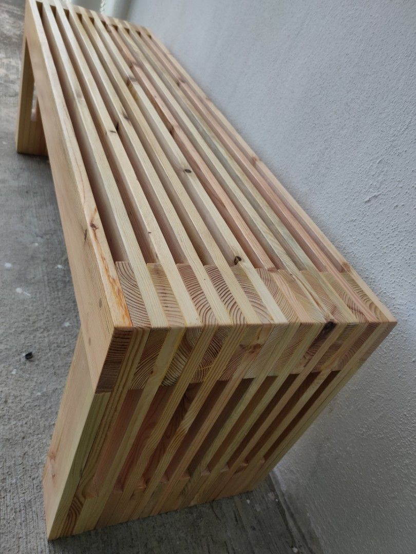 Kerusi Bangku Bench Pine Garden, Furniture & Home Living, Outdoor ...
