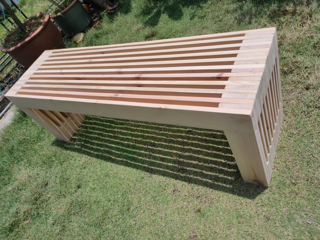 Kerusi Bangku Bench Pine Garden, Furniture & Home Living, Outdoor ...