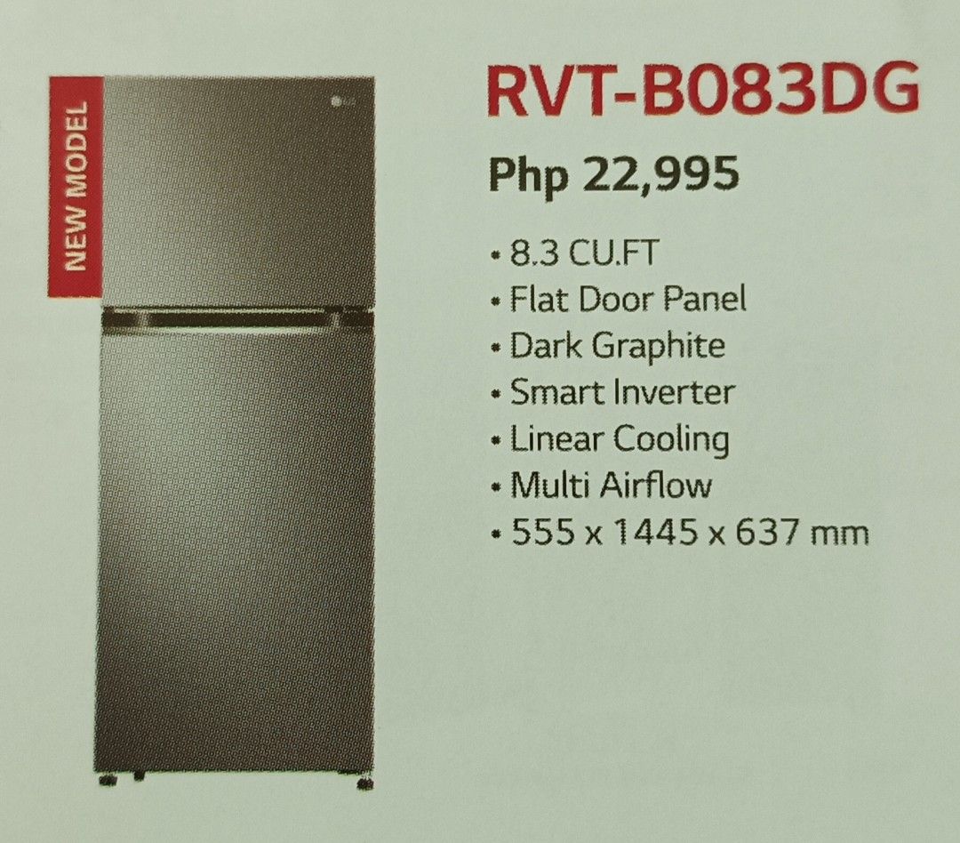 LG inverter no frost 2 door ref 8.3 cu.ft GRN222SQCN/RVTB083PZ ...
