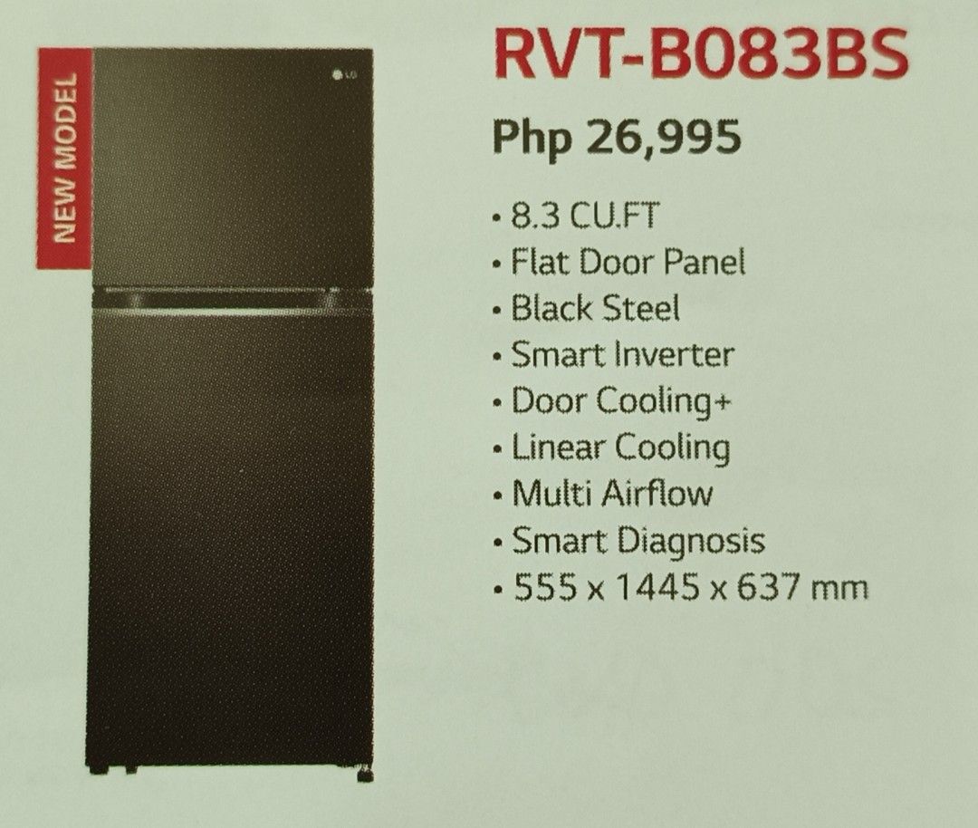 LG inverter no frost 2 door ref 8.3 cu.ft GRN222SQCN/RVTB083PZ ...