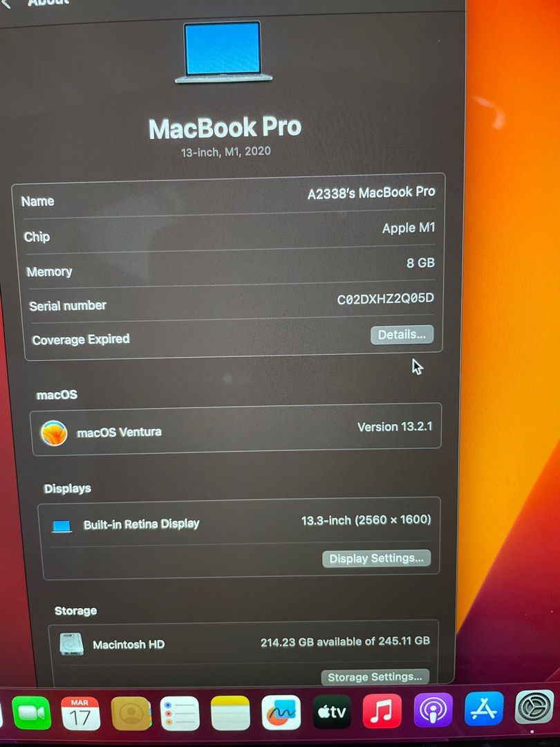 MacBook Pro M1 2020 model 13 inch 256SSD 8Gb RAM, Computers & Tech ...