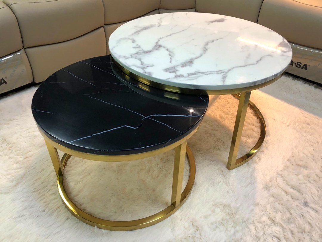Marble coffee table c/w rose gold leg, Furniture & Home Living ...