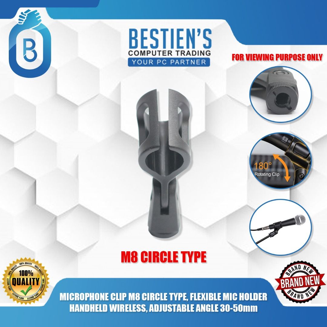 MICROPHONE CLIP M8 CIRCLE TYPE, FLEXIBLE MIC HOLDER HANDHELD WIRELESS ...