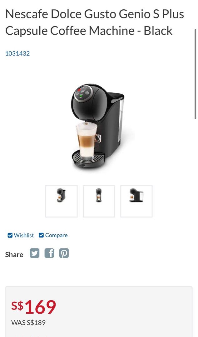 Nescafe Dolce Gusto Genio(s) Plus Coffee Machine, TV & Home Appliances ...