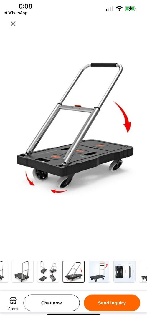 Foldable Trolley 150 kg Capacity Four Wheel Trolley Foldable, Furniture ...