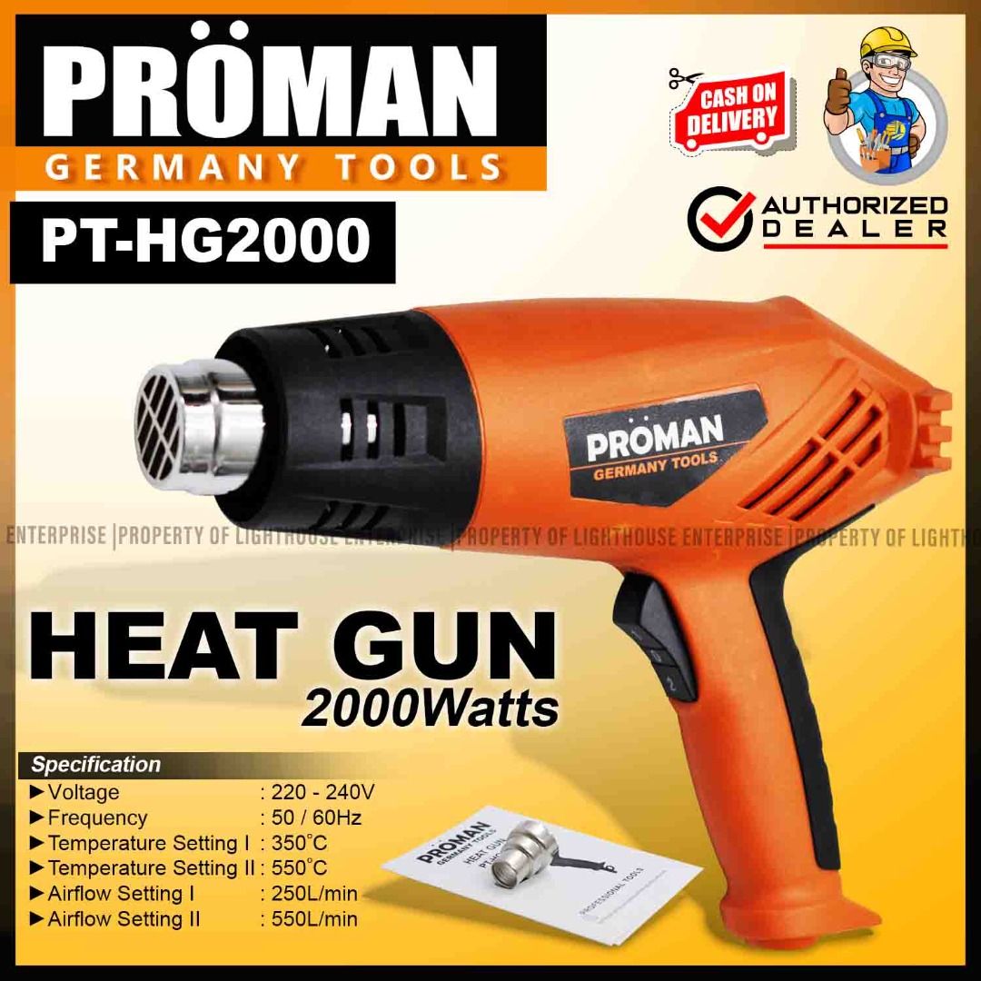 Original! PROMAN Germany 2000W Heat Gun / Adjustable Hot AirGun (PT ...