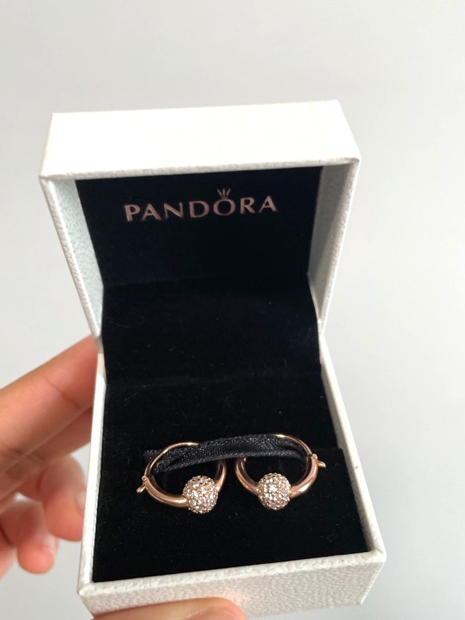PANDORA ROSE GOLD HOOP EARRINGS, Women's Fashion, Jewelry & Organisers ...