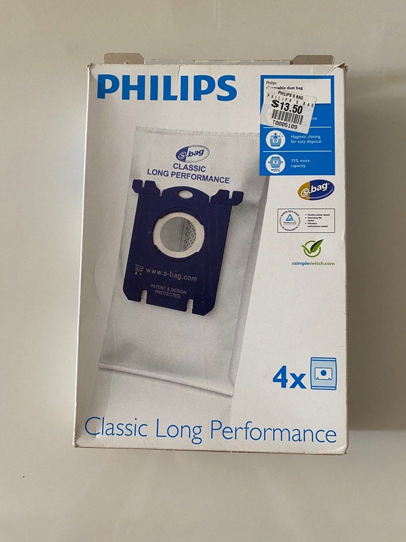 Philips S.Bag Classic Long Performance Vacuum Cleaner Bag, TV & Home ...