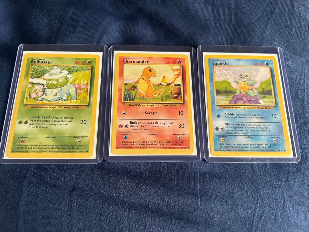Pokemon card 1999 base set starter bulbasaur charmander squirtle ...