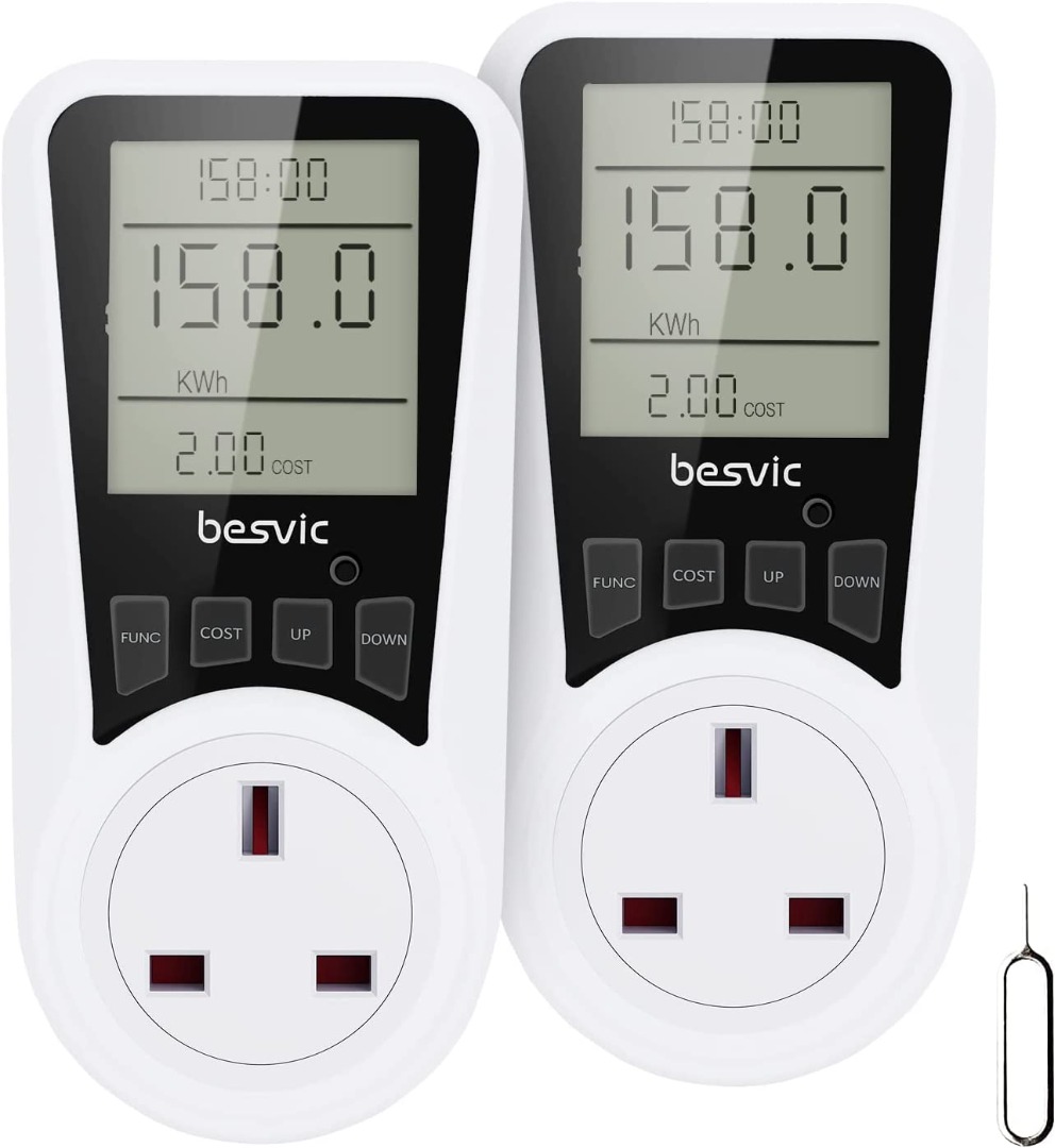 Power Meter Energy Monitor Plug, Besvic 13A Electricity Usage Power ...