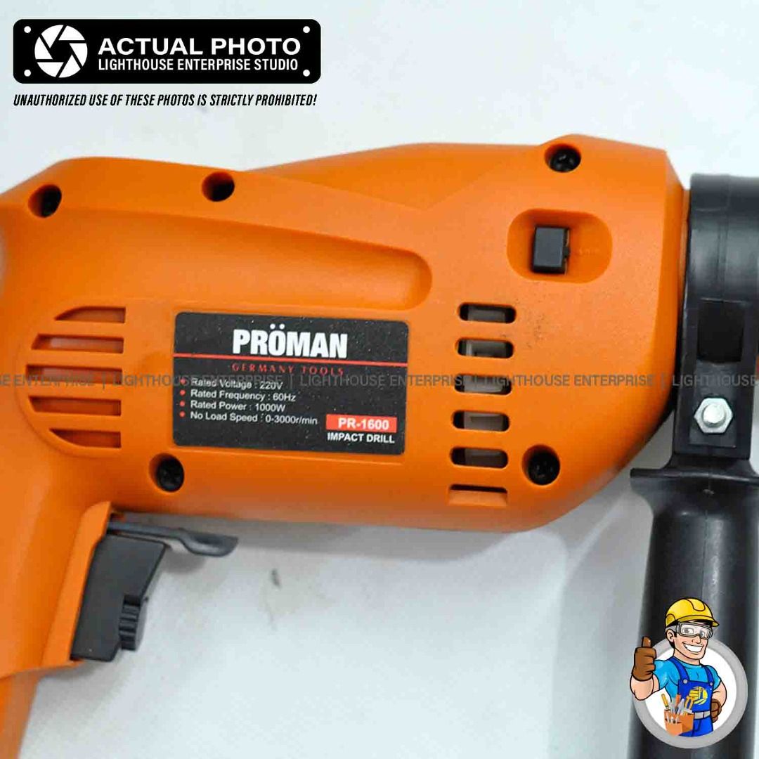 PROMAN Germany Tools 1000W Power Hammer Drill/Impact Drill (PR1600 ...
