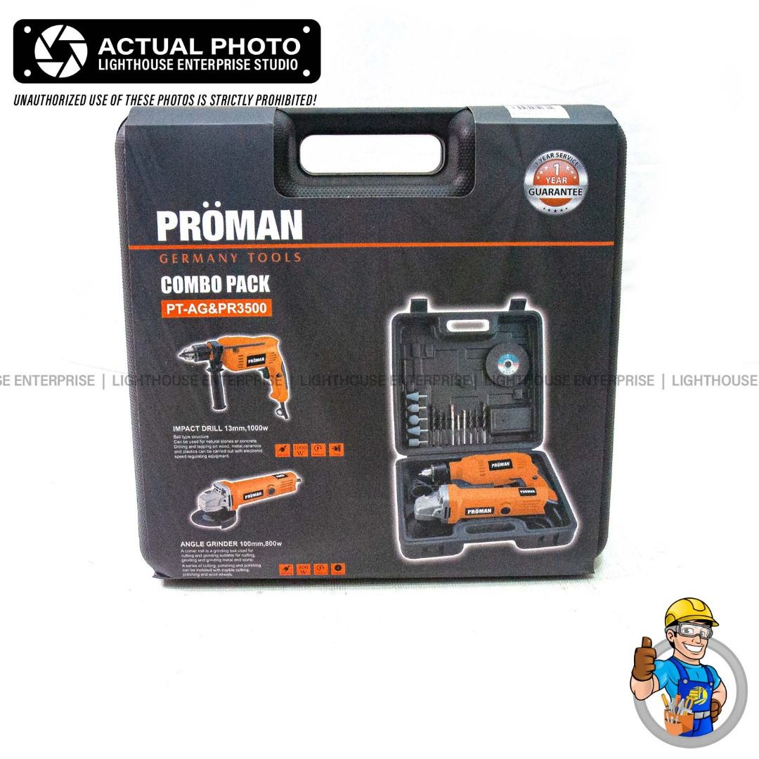 PROMAN Germany Tools Combo Pack 1000W Power Hammer Drill/Impact Drill ...