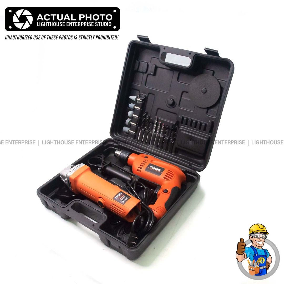 PROMAN Germany Tools Combo Pack 1000W Power Hammer Drill/Impact Drill ...