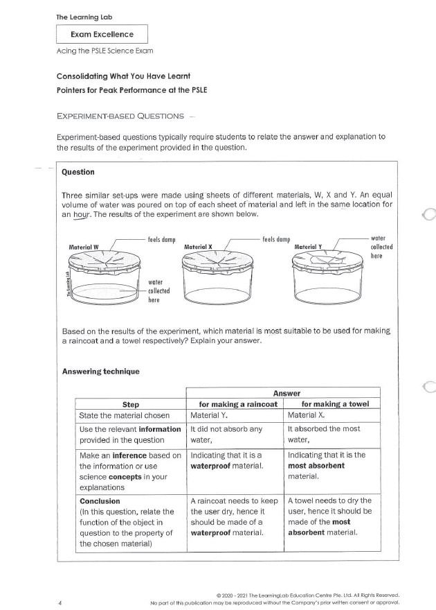PSLE P6 P5 P4 P3 Science Notes / Science Answering Technique / Lower ...