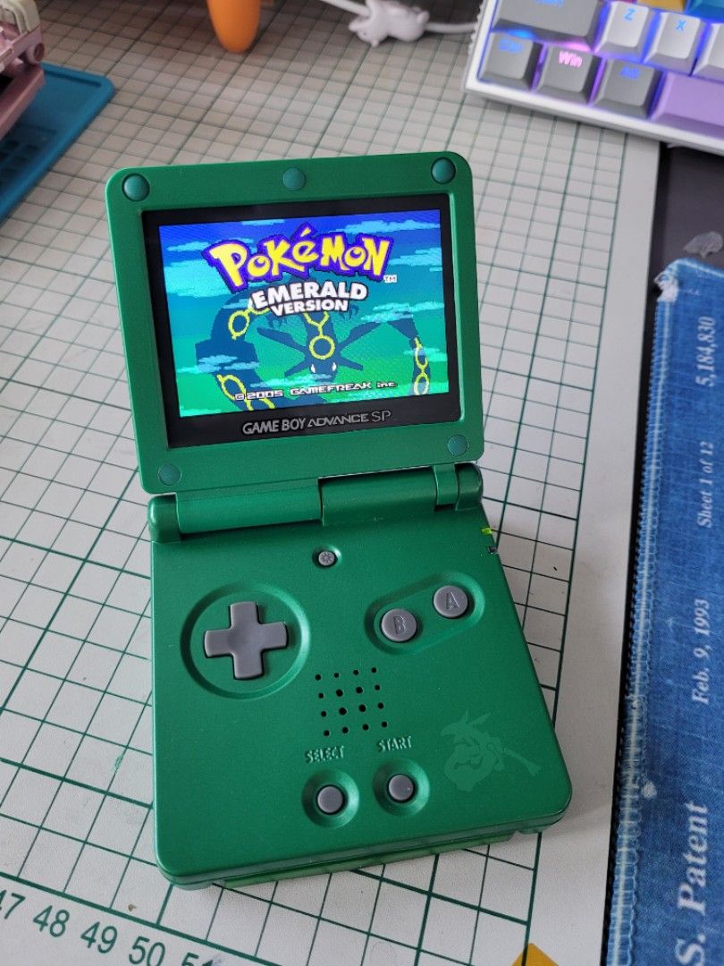 Rayquaza IPS Modded Gameboy Advance SP Nintendo Game Boy GBA Pokemon, Video Gaming, Video Game ...