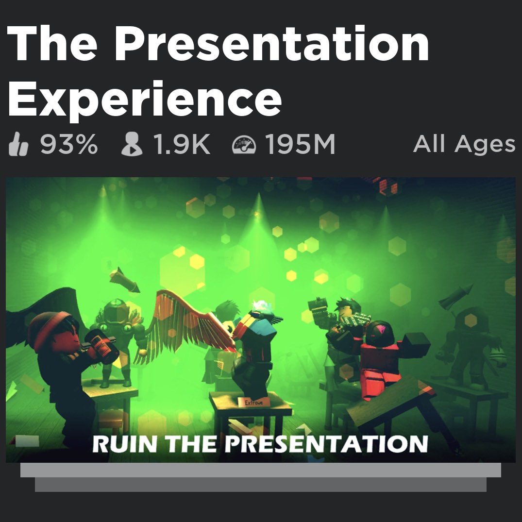 Roblox The Presentation Experience points, Video Gaming, Gaming ...