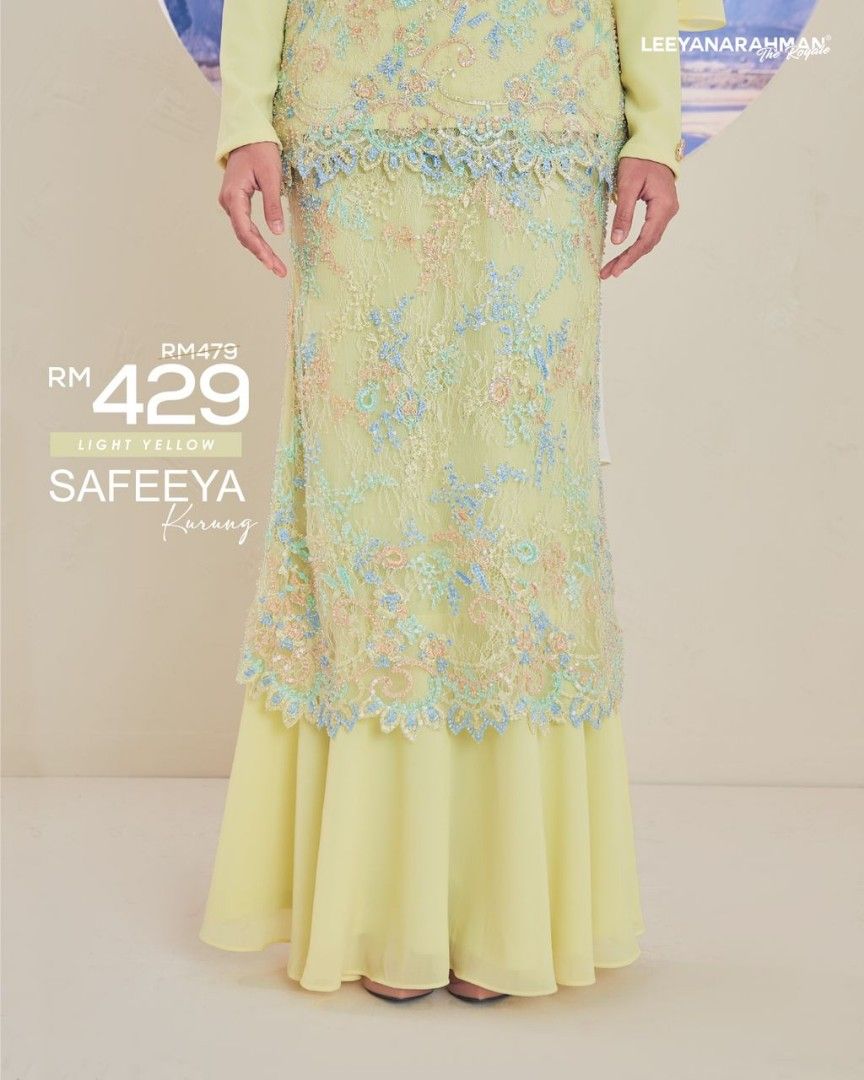 SALE !!! Safeeya Kurung in Light Yellow, Women's Fashion, Muslimah ...
