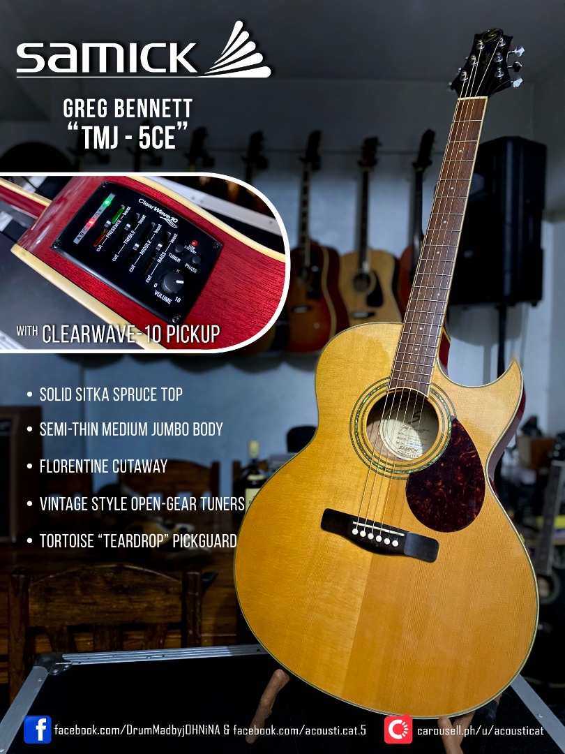 Samick Greg Bennett TMJ-5CE Guitar, Hobbies & Toys, Music & Media, Musical Instruments on Carousell