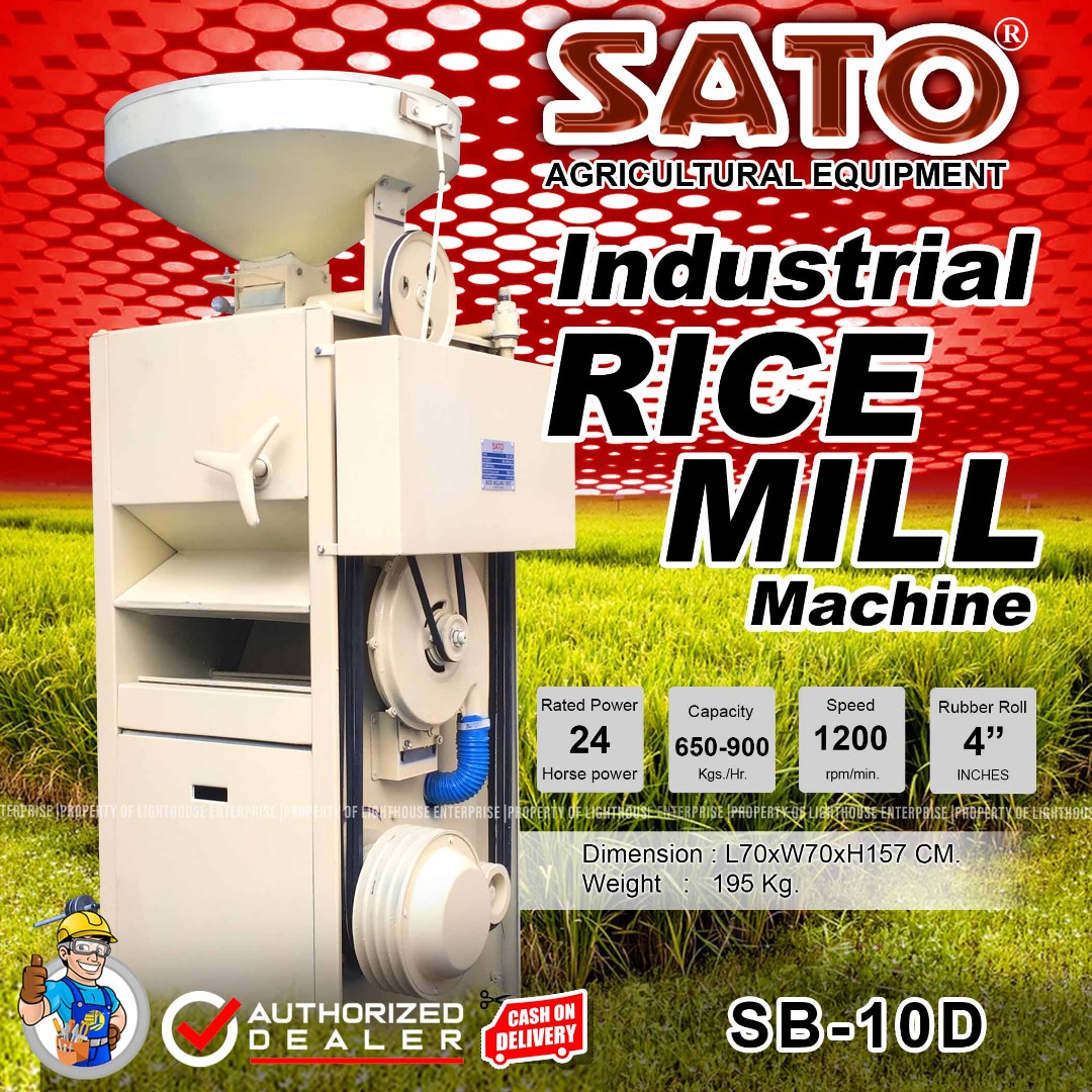 SATO 15HP/11kW SB Series Industrial Rice Mill 650-900kg/hr / Milling ...