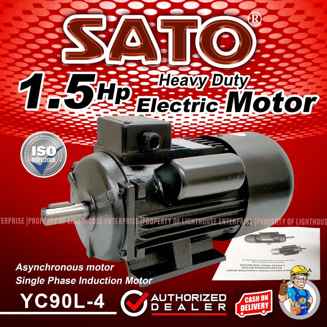 SATO Heavy Duty 1.5HP Electric Motor / Single-phase Capacitor-Start ...