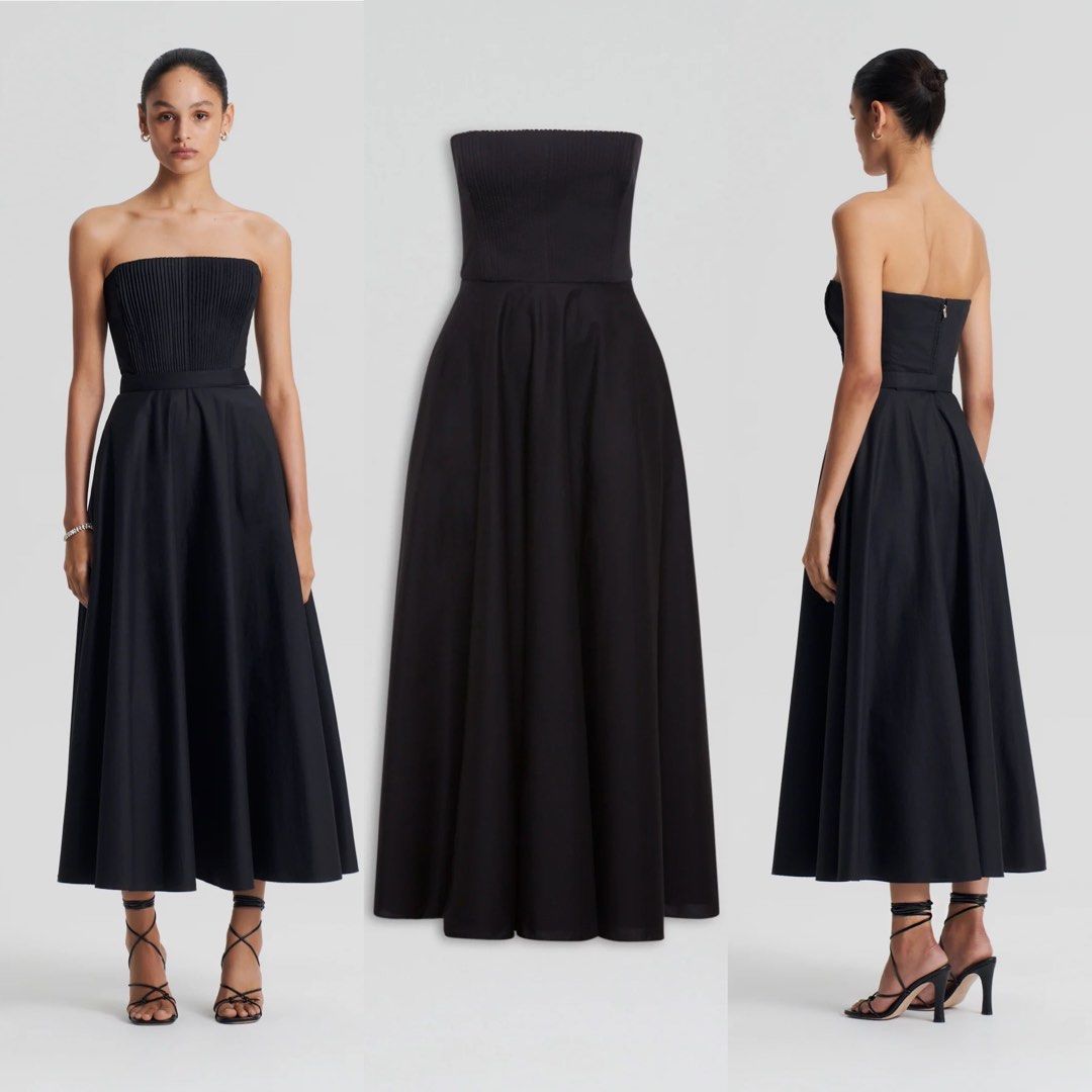 Scanlan Theodore Parachute Bustier Maxi Midi Dress in Black, Sapphire ...