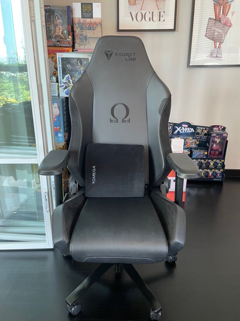 Secret Lab Omega chair black, Furniture & Home Living, Furniture ...