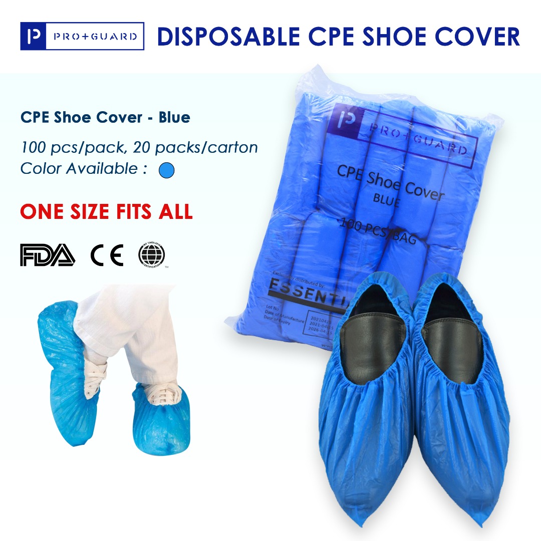 [SG PPE Ready-stock] Pro+Guard Disposable CPE Shoe Cover (Blue) 100pcs ...