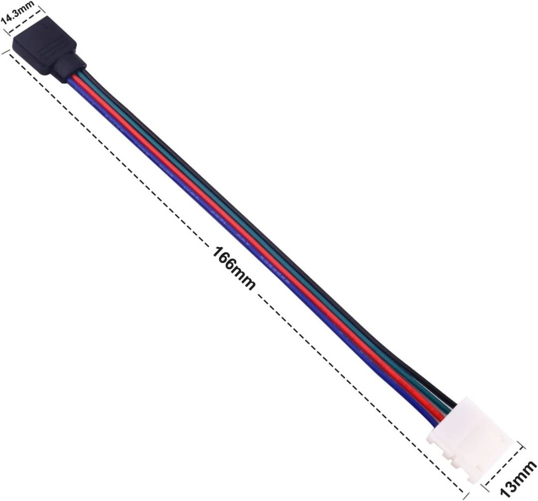 Solderless 4 Pin LED 5050 RGB LED Strip Light Connector Cable ...