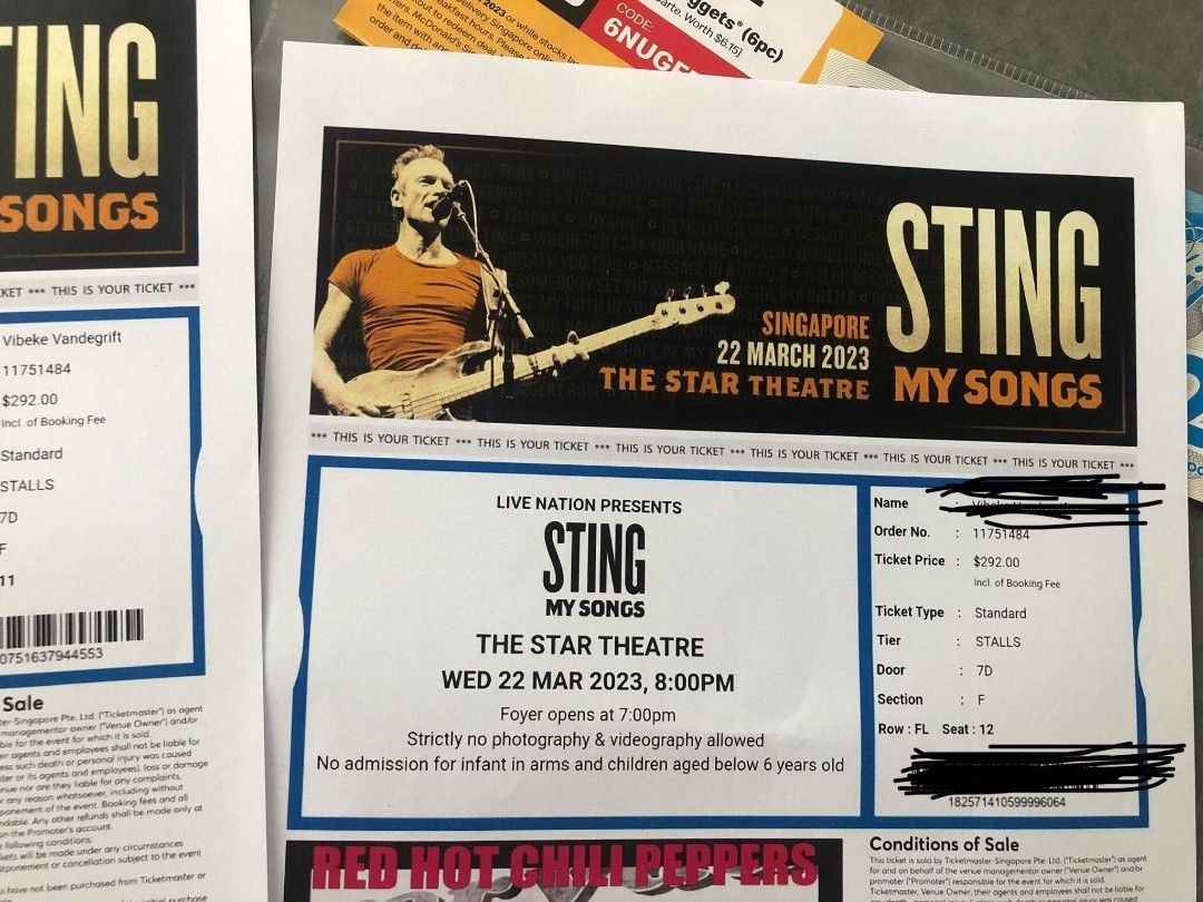 Sting Live concert, Tickets & Vouchers, Event Tickets on Carousell
