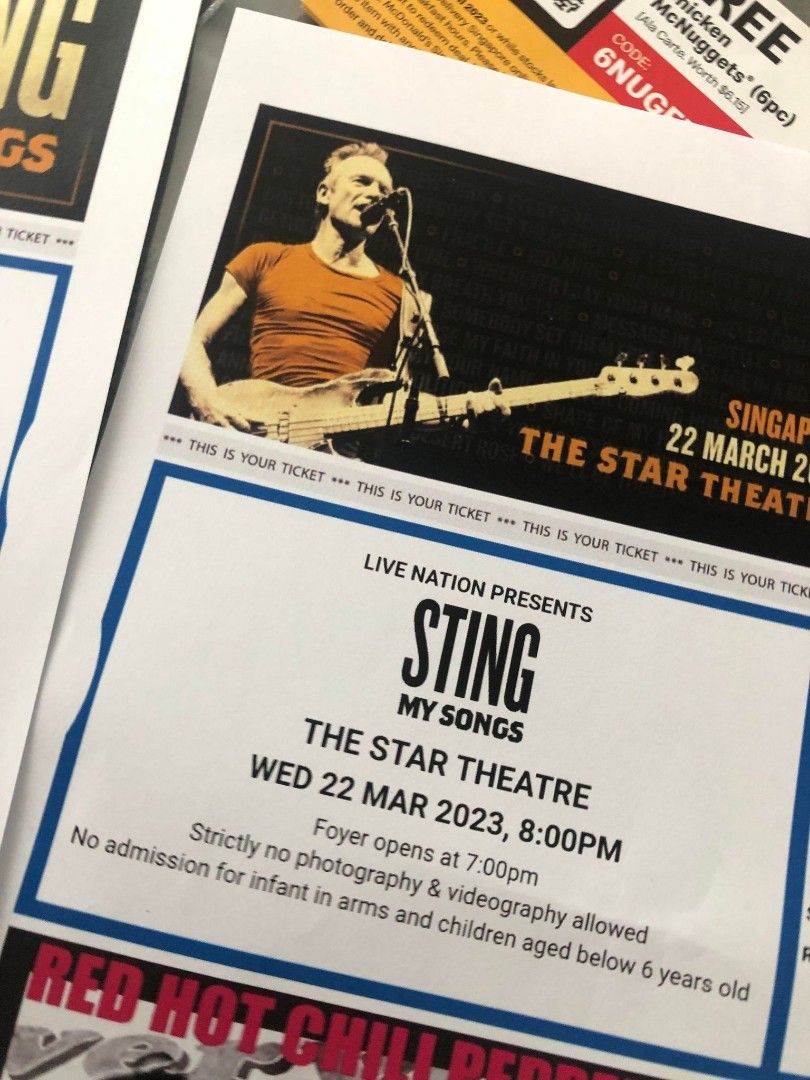 Sting Live concert, Tickets & Vouchers, Event Tickets on Carousell