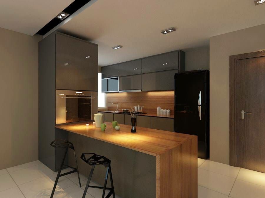 Supply and Install HDB 4 Room BTO Kitchen Cabinet + Bar Counter, Supply ...