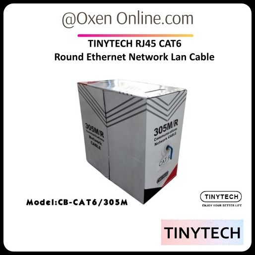 Tinytech RJ45 CAT6 305M ROUND Ethernet Network LAN Cable UTP Patch Router, Computers & Tech ...