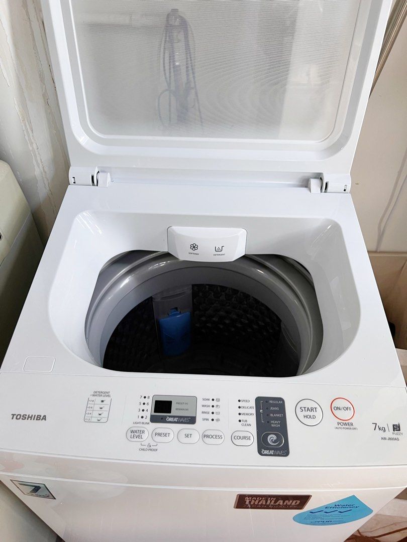 Toshiba AW-J800AS White 15" Quick Wash Top Load Washing Machine, 7kg ...
