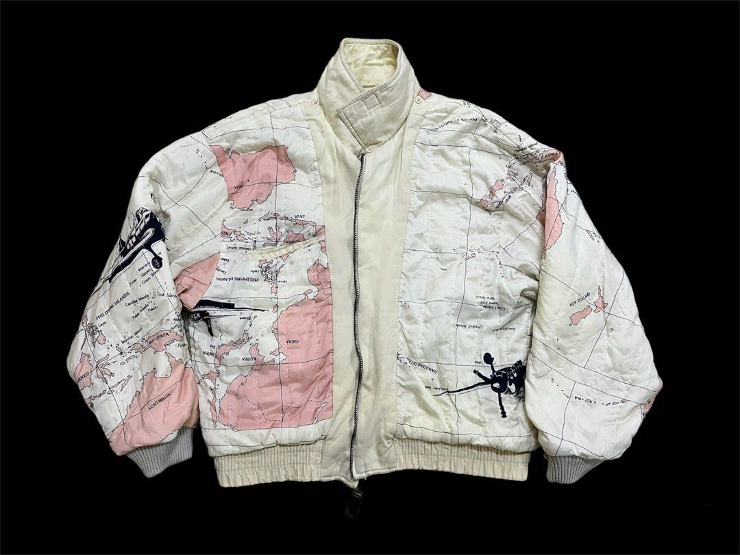 VINTAGE FLIGHT JACKET FLYING COUGAR MARINES USMC JAPAN WAR MAPS, Men's ...