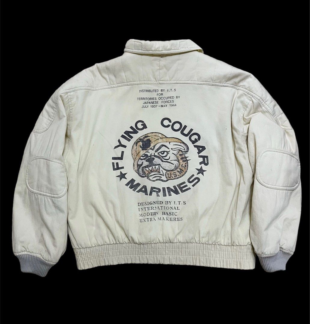 VINTAGE FLIGHT JACKET FLYING COUGAR MARINES USMC JAPAN WAR MAPS, Men's ...