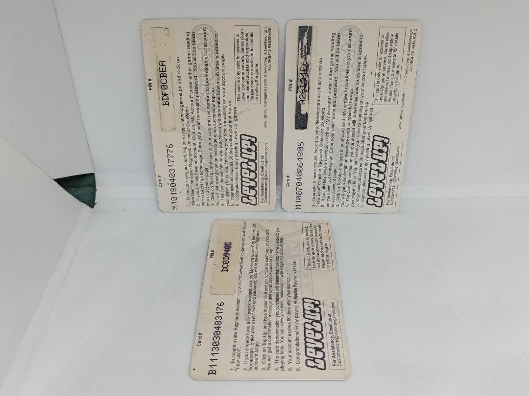 Vintage Philippine Ragnarok Online RPG Level Up Top Up Plastic Cards ...