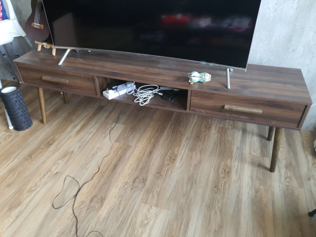 Walnut colour TV console, Furniture & Home Living, Furniture, TV ...