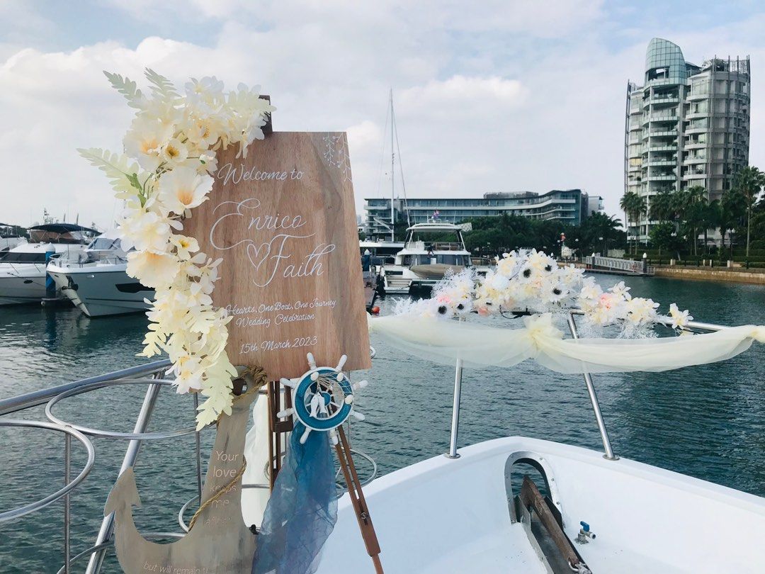 Yacht Decor|Custom Calligraphy Welcome Sign|Flower Centerpiece ...