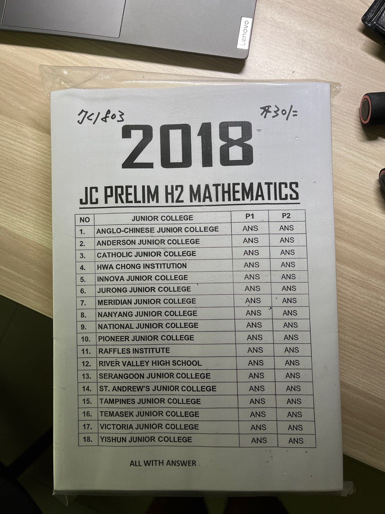 2018 JC Prelims H2 Mathematics test papers, Hobbies & Toys, Books ...