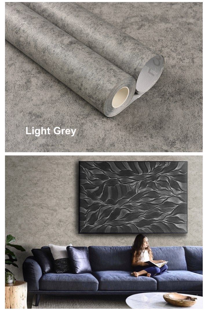 60cm x 5 Metres Industrial Cement Grey PVC Stickers Wallpaper Decal ...